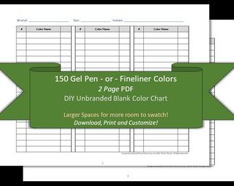 Gel Pen Color Chart - Etsy