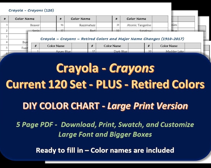 Crayola Crayon Fillable Swatch Charts, 7 Specialty Sets 24-count ...