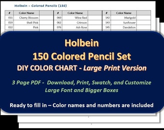Holbein Colored Pencil Chart - Etsy