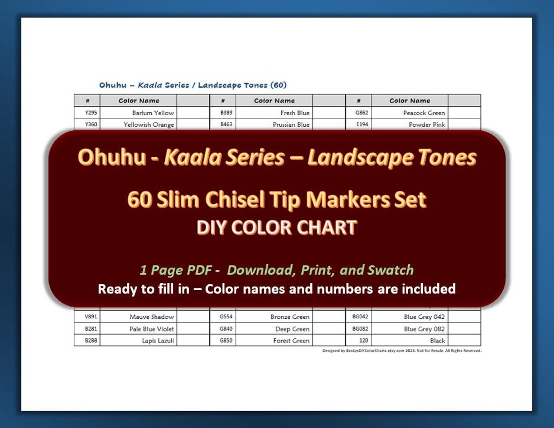 Ohuhu - Kaala Landscape Series (slim Chisel Tip) 60 Marker Set - PDF ...