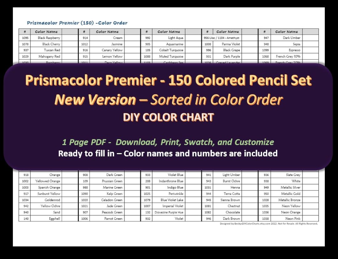 Prismacolor Premier V2 Color Order 150 Colored Pencil Set DIY Color ...