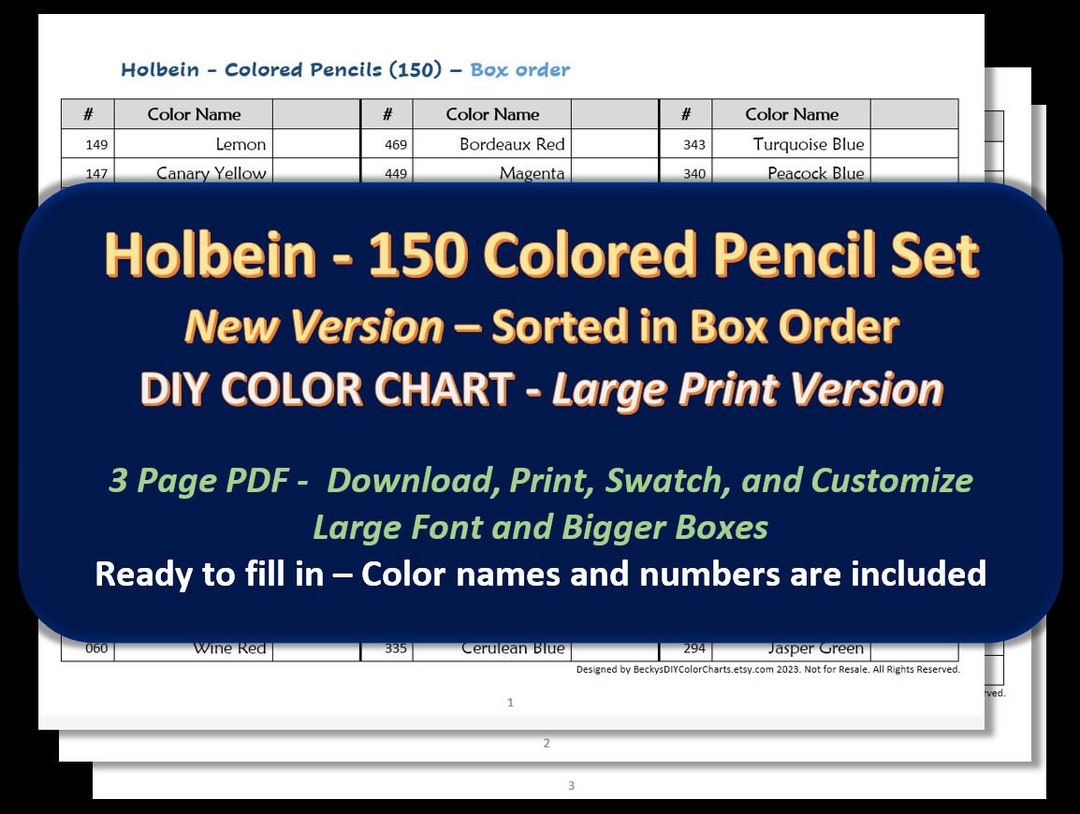 Holbein - V2 - Box Order - LARGE PRINT 150 Colored Pencil Set - DIY ...