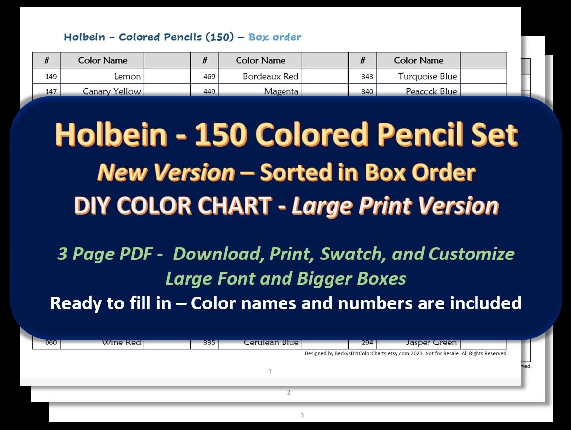 Holbein - V2 - Box Order - LARGE PRINT 150 Colored Pencil Set - DIY ...