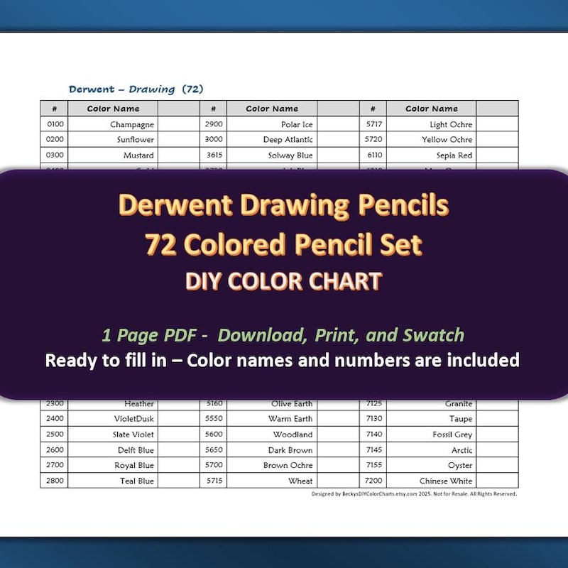 Derwent Drawing Swatch - Etsy