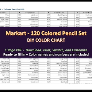 Markart 120 Colored Pencil Set DIY Color Chart / Swatch Sheet Digital ...