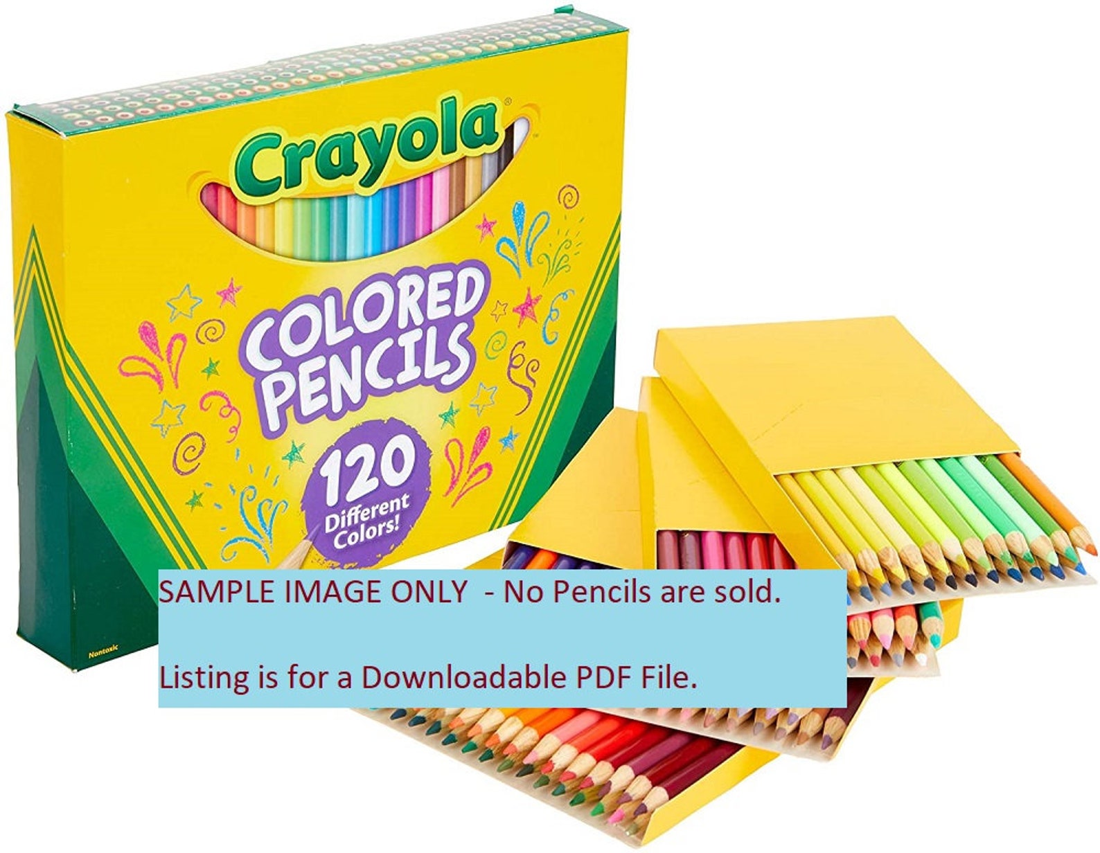 Crayola - LARGE PRINT 120 Colored Pencil Set - DIY Color Chart / Swatch ...