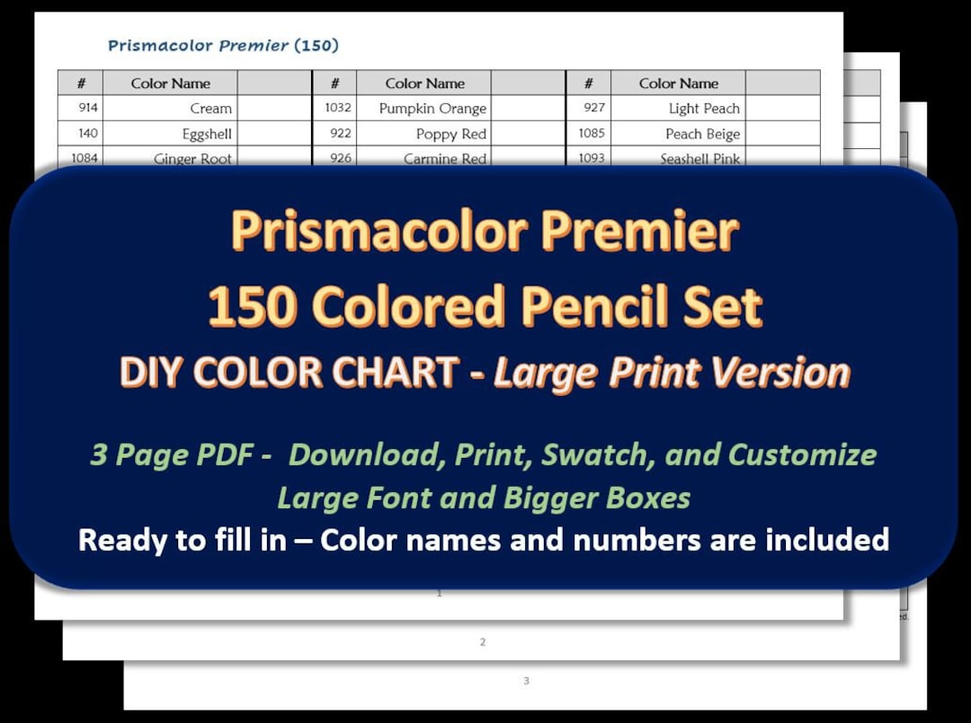 Prismacolor Premier - LARGE PRINT 150 Colored Pencil Set - DIY Color ...