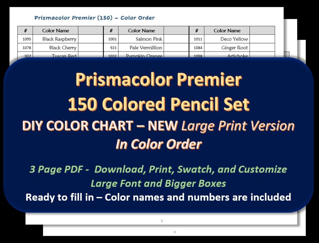 Prismacolor Premier V2 Color Order LARGE PRINT 150 Colored Pencil Set ...