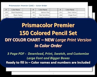 Prismacolor 150 Swatch Chart - Etsy