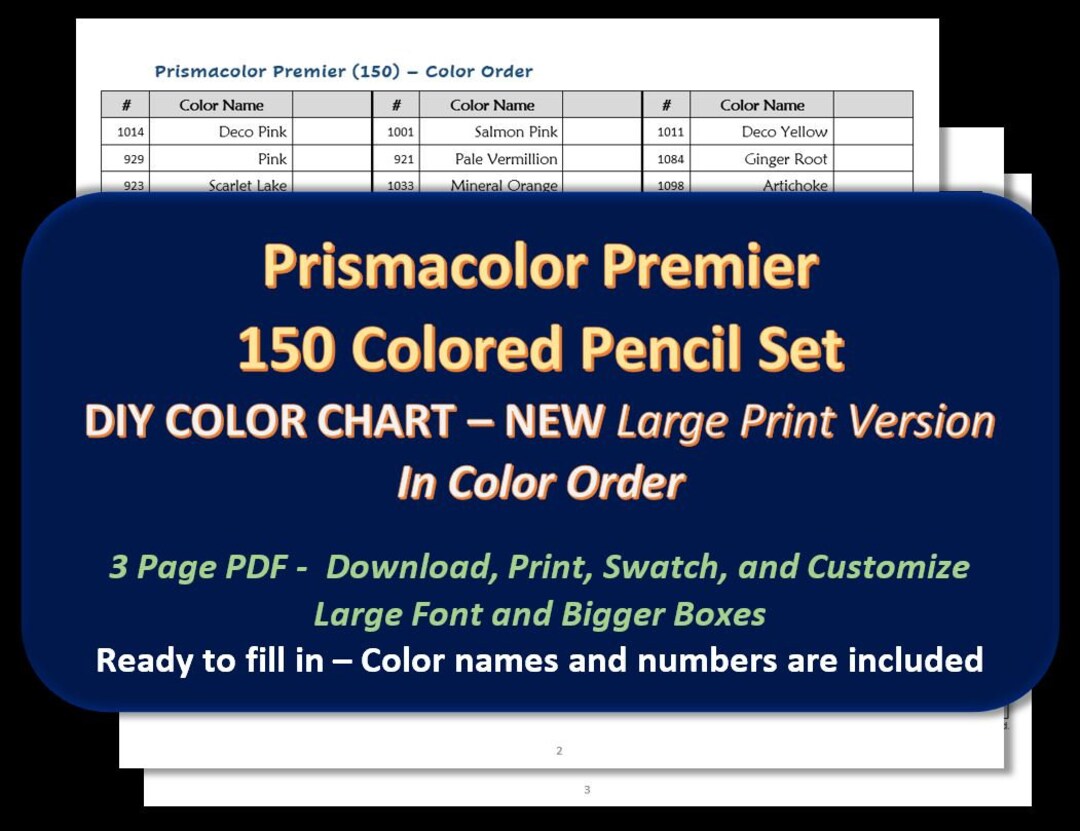 Prismacolor Premier - V2 Color Order LARGE PRINT 150 Colored Pencil Set ...