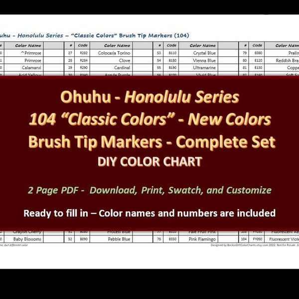 Ohuhu Color Chart - Etsy Australia