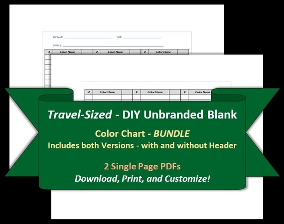 Travel-sized BUNDLE Both Pdfs DIY Blank Color Chart - Etsy