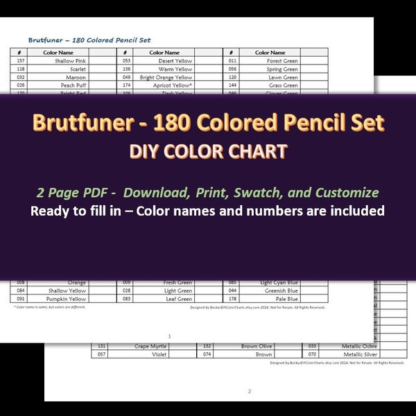 Brutfuner Color Pencil Chart - Etsy