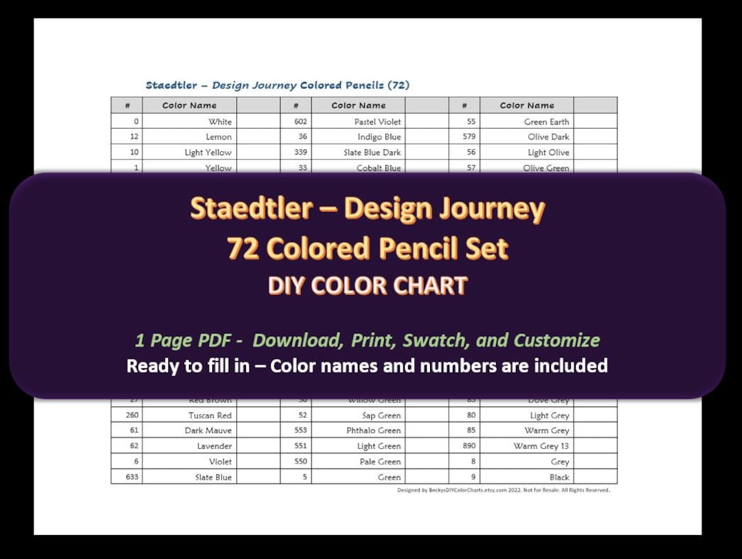 Staedtler Design Journey - 72 Colored Pencil Set - DIY Color Chart ...