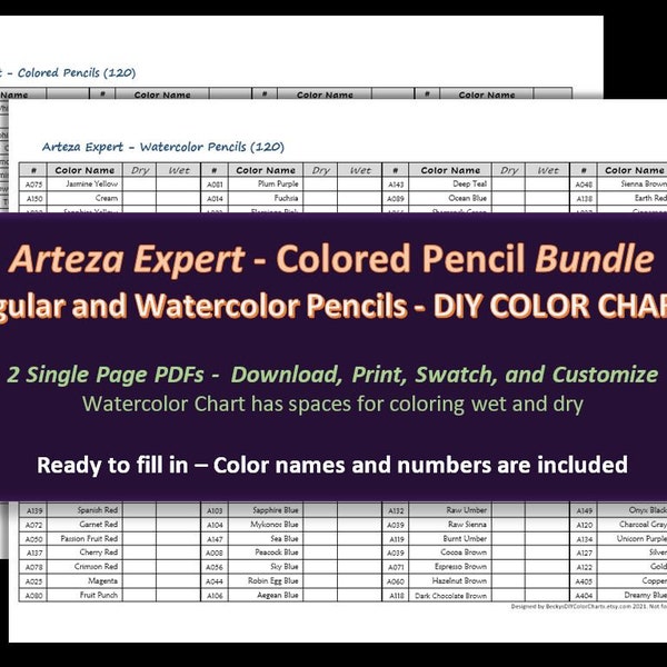 Arteza Color Chart - Etsy