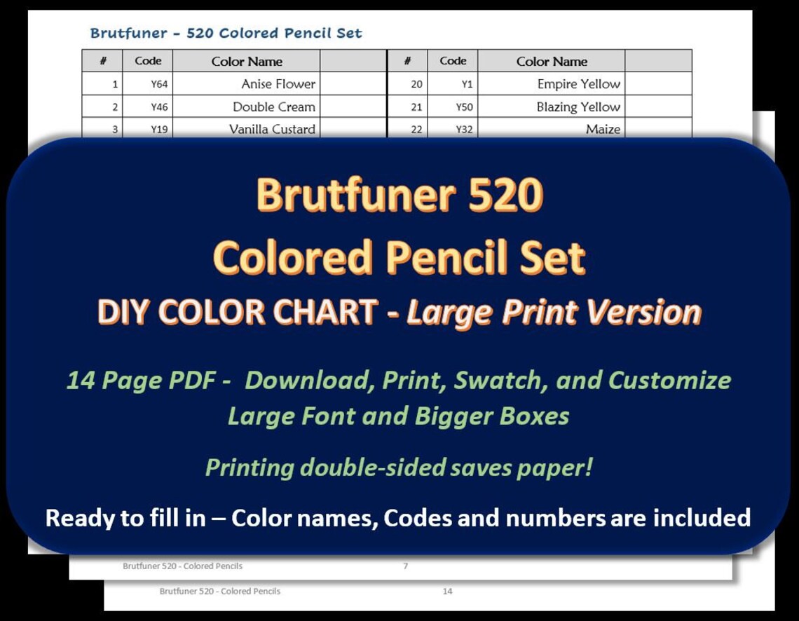 Brutfuner - LARGE PRINT Original in Flowery Boxes - 520 Colored Pencil ...