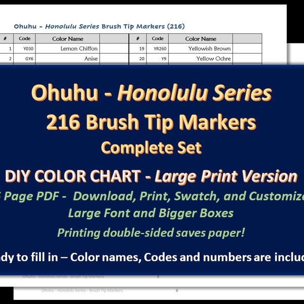 Ohuhu Color Chart - Etsy