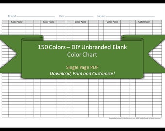 180 Colors 1 Page DIY Blank Color Chart /swatch Sheet | Etsy