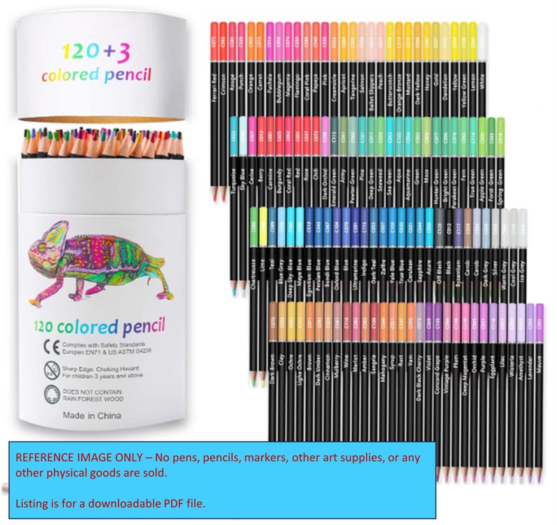 Kalour - 120 Colored Pencil Set (black Barrels) - DIY Color Chart ...