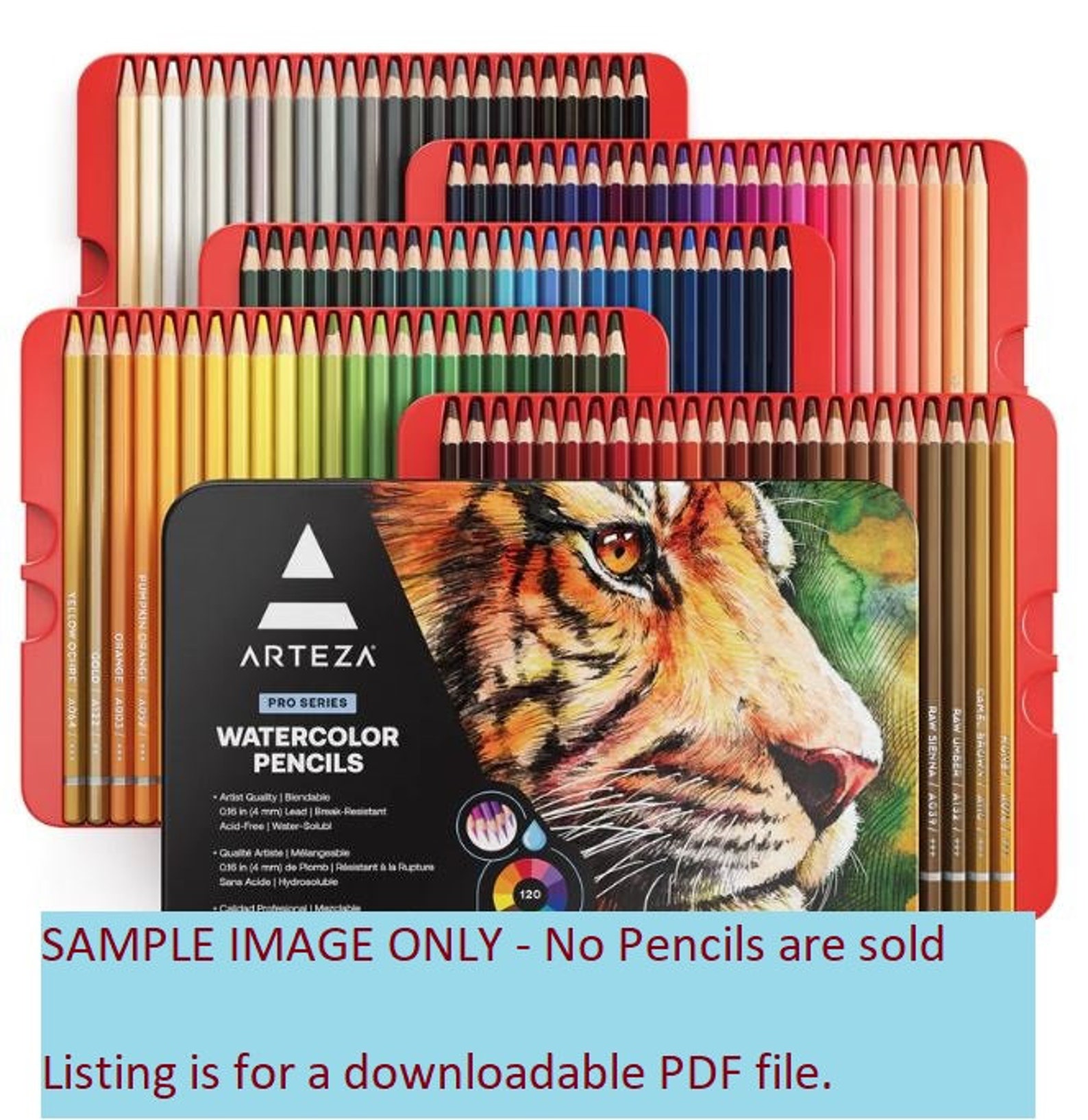 Arteza Expert - Watercolor - 120 Pencil Set - DIY Color Chart / Swatch ...