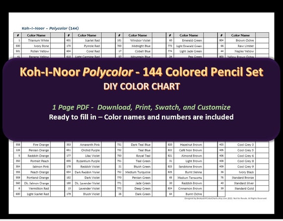 Koh-i-noor Polycolor 144 Colored Pencil Set DIY Color - Etsy