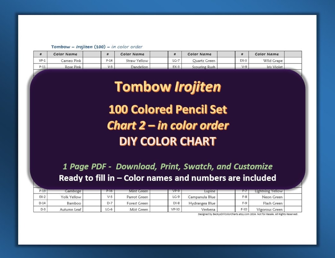 Tombow Irojiten - 100 Colored Pencil Set in Color Order - DIY Color ...