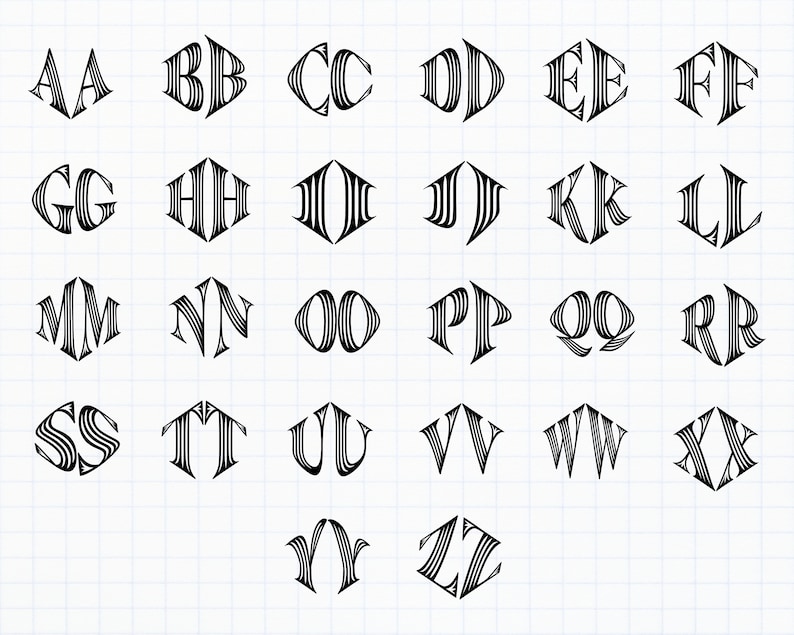 Monogram SVG Bundle 9 Monogram Alphabets Diamond Monogram - Etsy