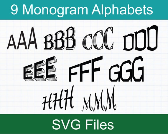 Monogram SVG Bundle 9 Monogram Alphabets Monogram Letters | Etsy