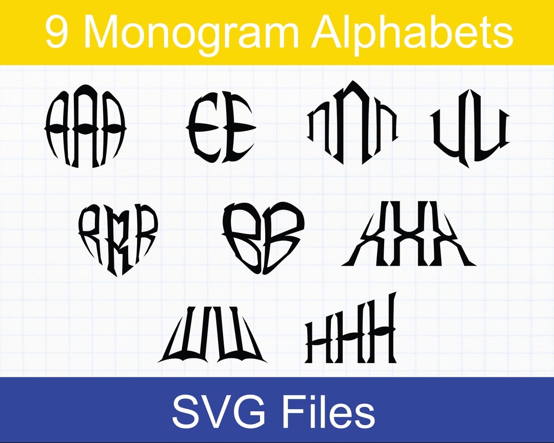Monogram SVG Bundle, 9 Monogram Alphabets, Monogram Letters SVG, SVG ...