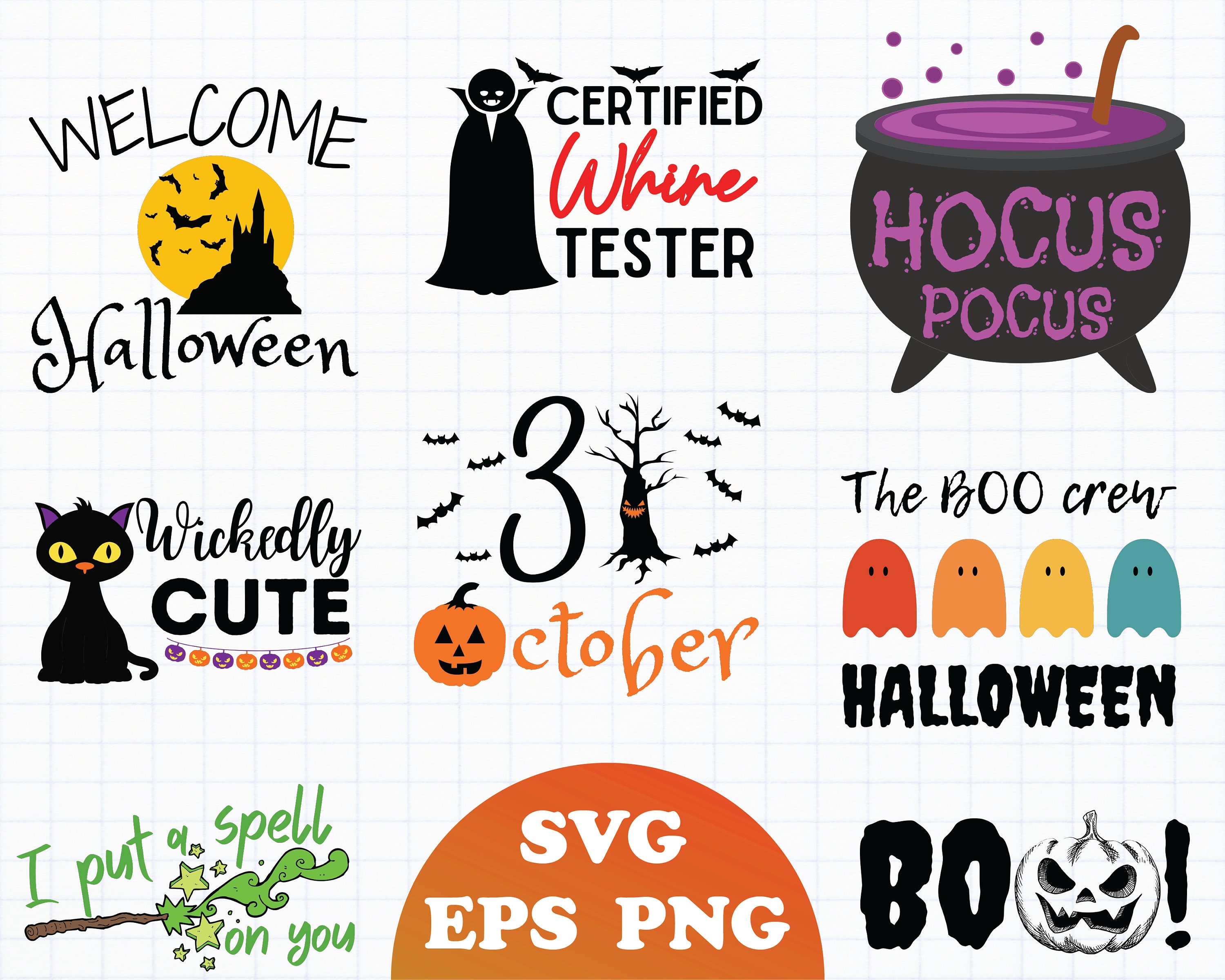 Halloween Mini Bundle 8 Designs in Svg, Eps, and Png - Etsy