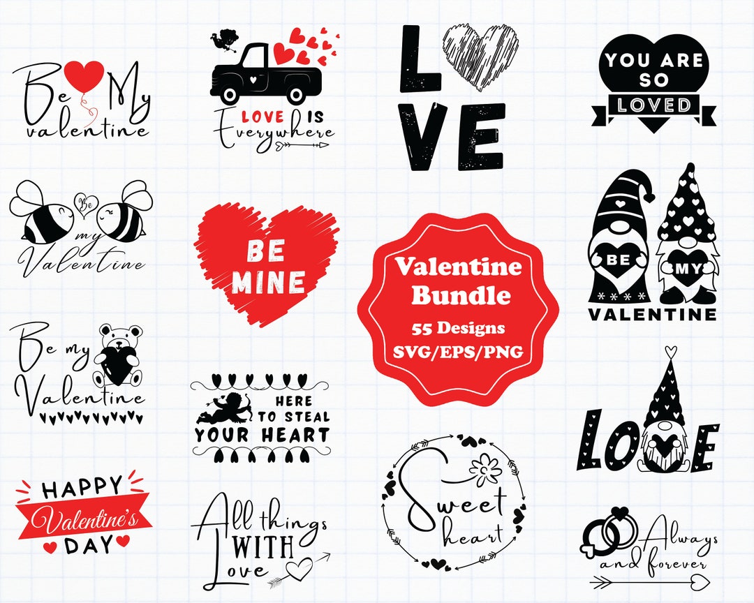 Valentine SVG Bundle - 55 Designs in Svg, Eps, and Png - Etsy