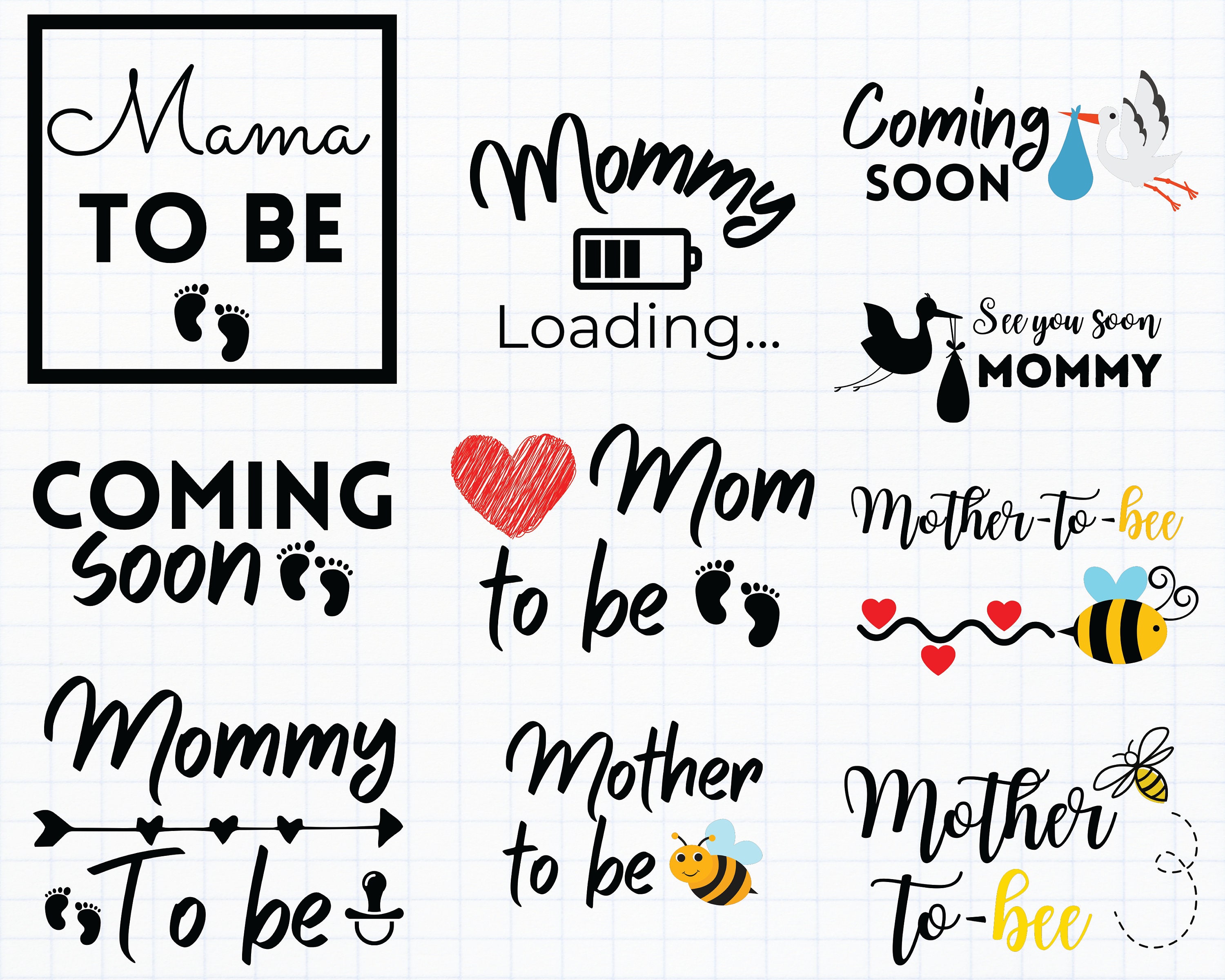 Mom to Be SVG Bundle / Soon to Be Mom / Baby Shower Collection - 30 ...