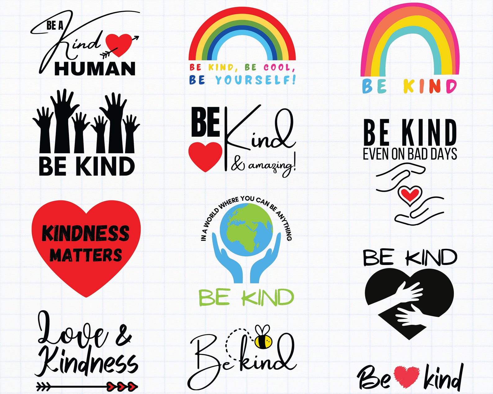 Kindness SVG Bundle / Be Kind Collection - 47 Designs in Svg, Eps, and ...
