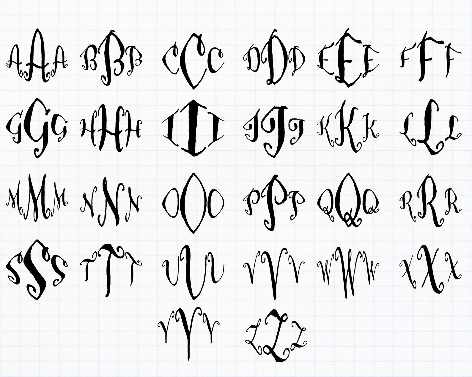 Monogram SVG Bundle 9 Monogram Alphabets Monogram Letters - Etsy