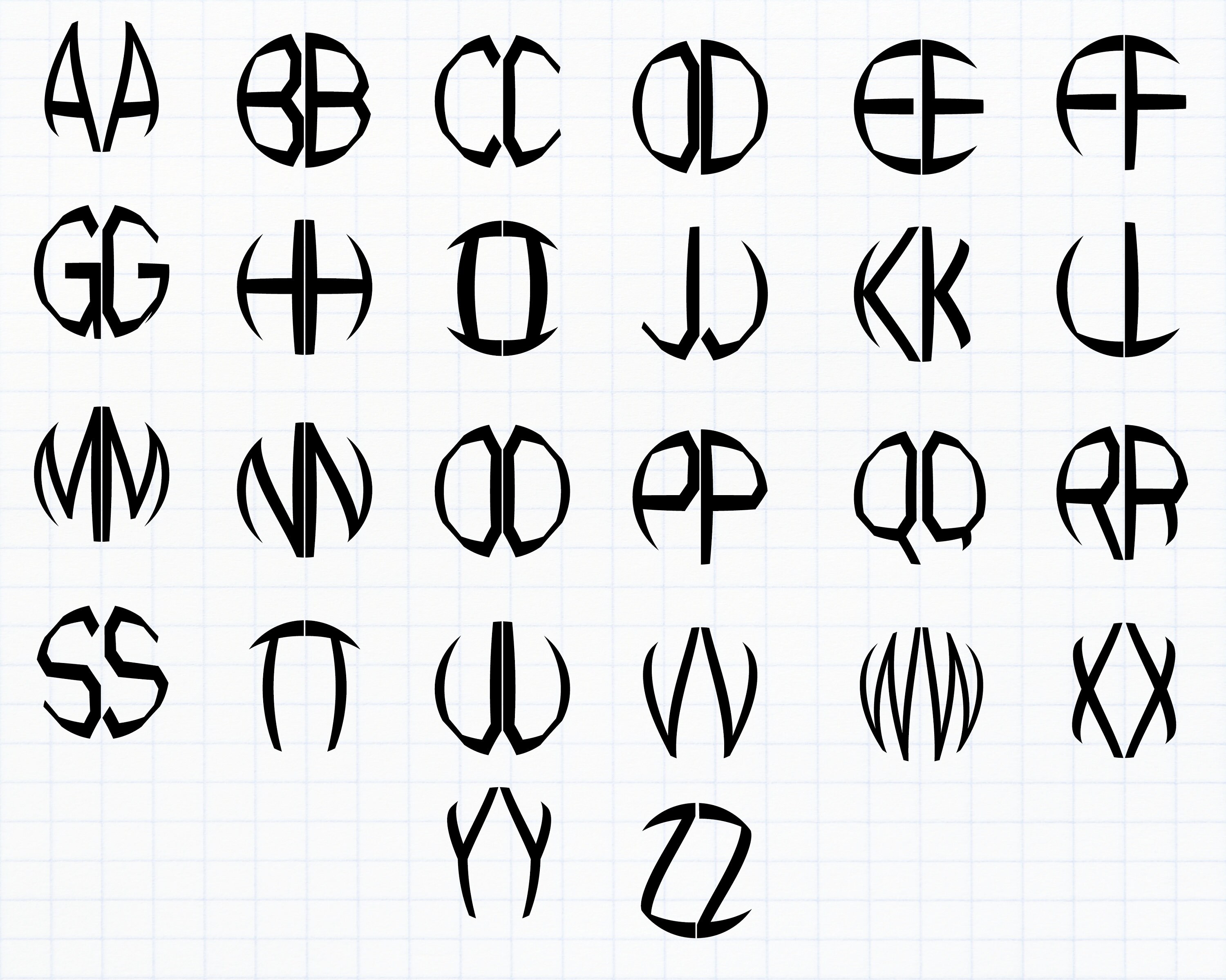 Monogram SVG Bundle 9 Monogram Alphabets Monogram Letters - Etsy