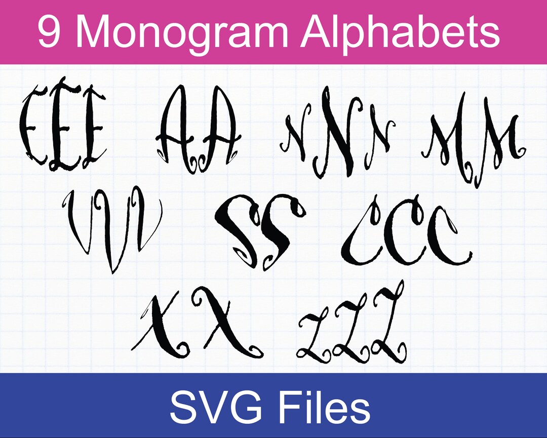 Monogram SVG Bundle 9 Monogram Alphabets Monogram Letters - Etsy