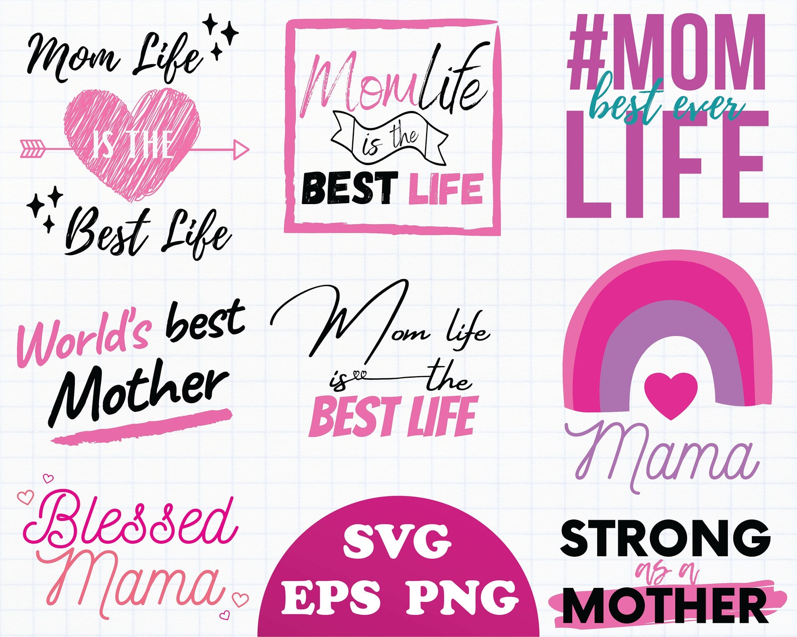 Mom SVG Mini Bundle I 8 Designs in Svg, Eps, and Png - Etsy