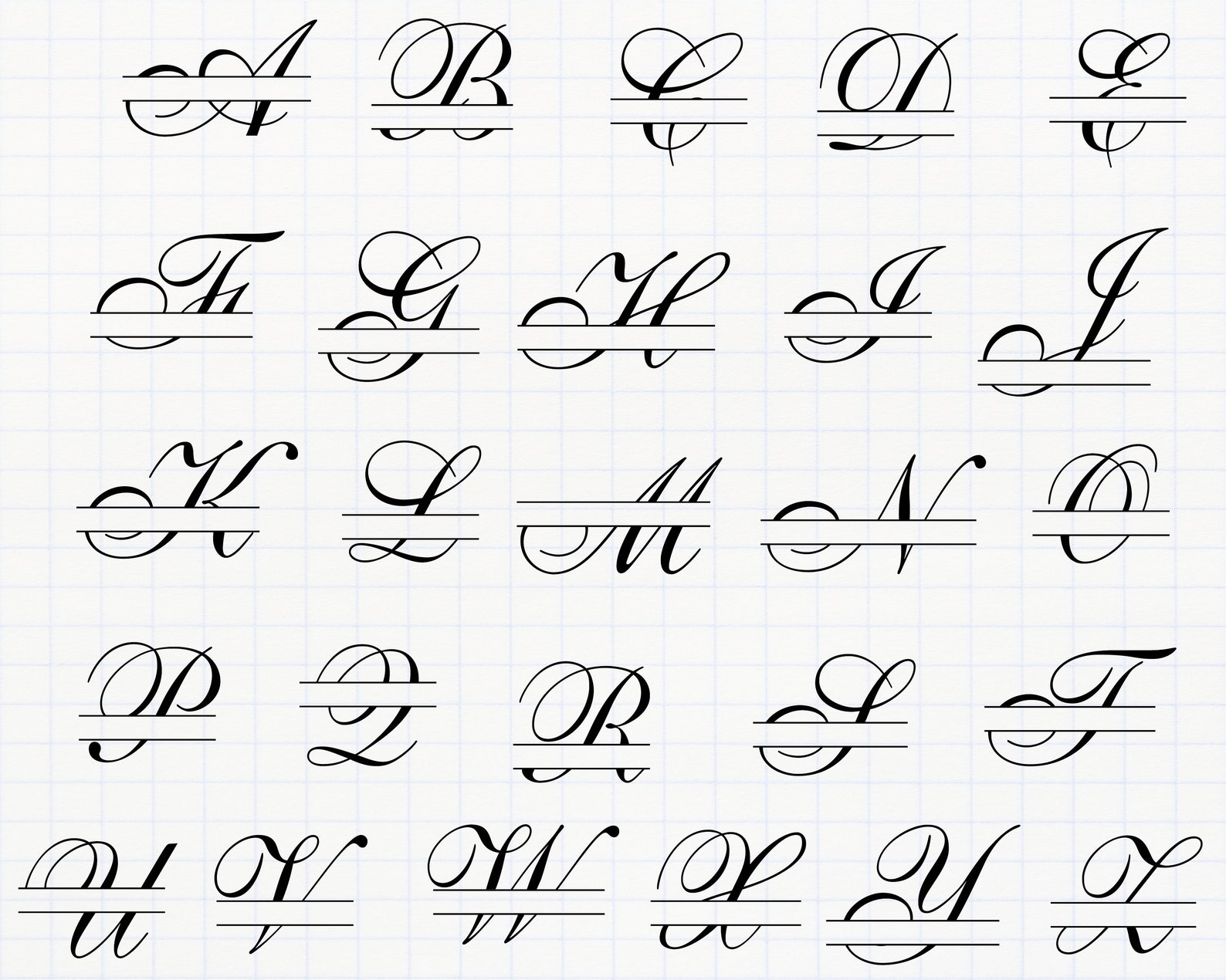 Split Monogram Alphabet SVG - Etsy