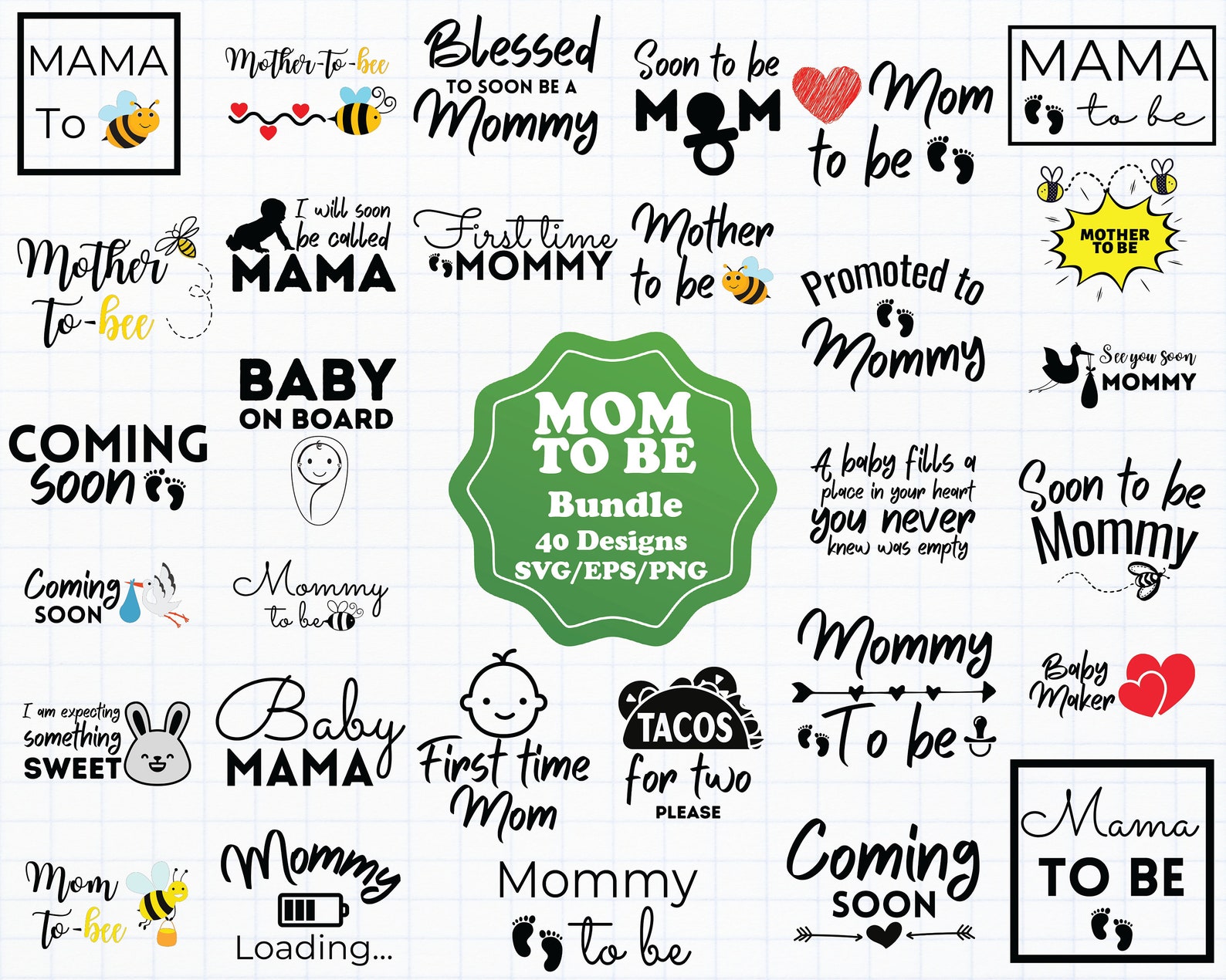Mom to Be SVG Bundle / Soon to Be Mom / Baby Shower Collection - 30 ...