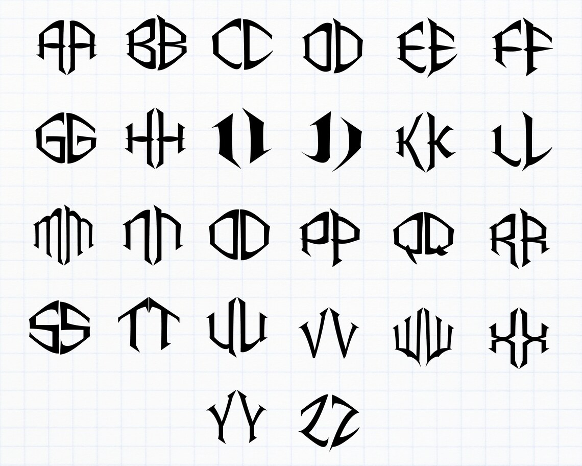 Monogram SVG Bundle 9 Monogram Alphabets Diamond Monogram | Etsy