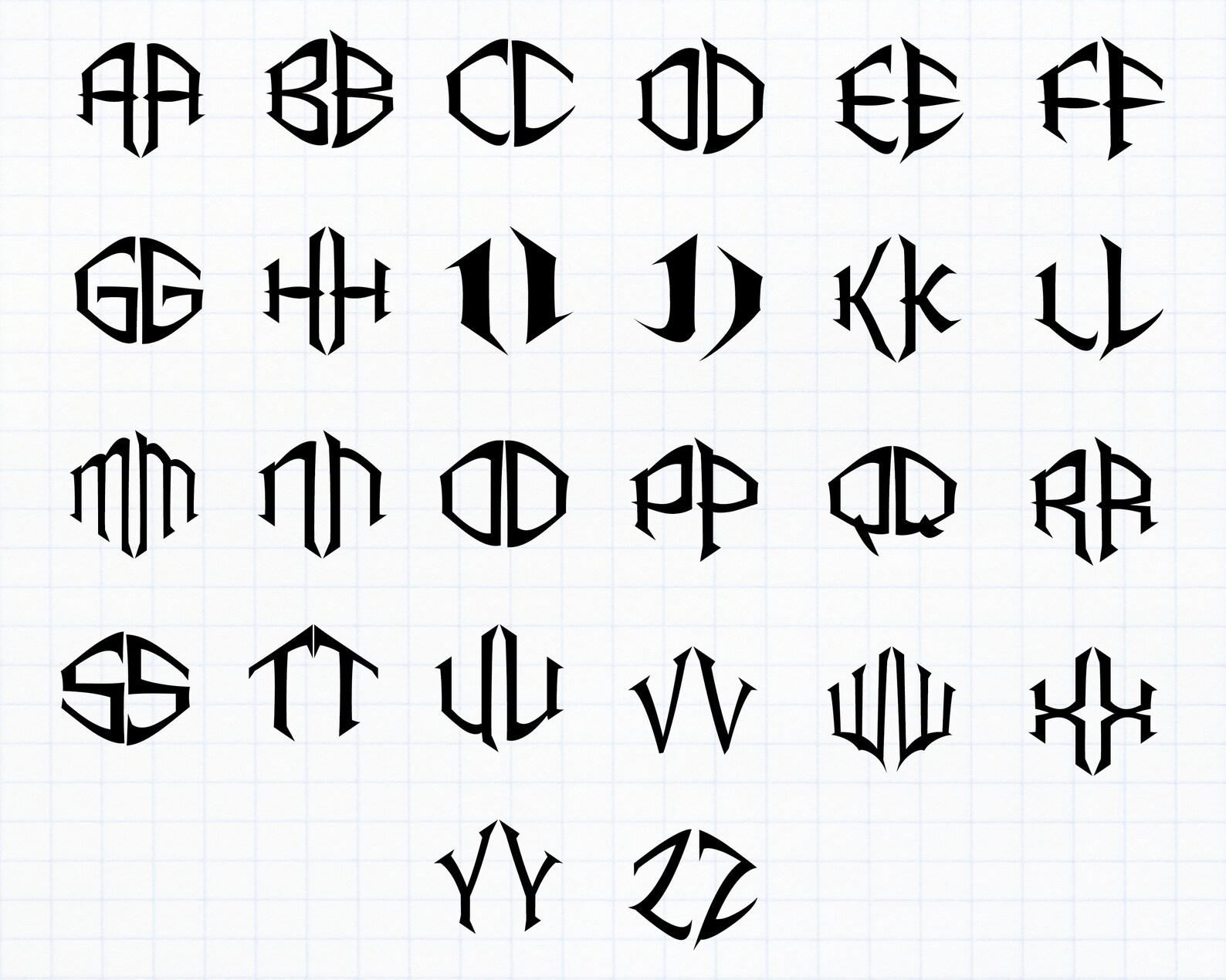 Monogram SVG Bundle 9 Monogram Alphabets Diamond Monogram | Etsy