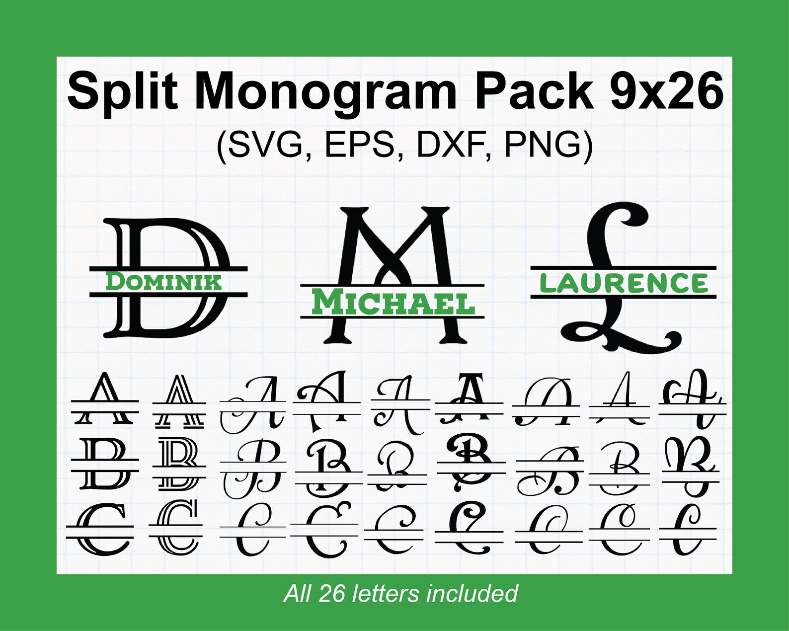 Split Monogram Alphabet SVG - Etsy