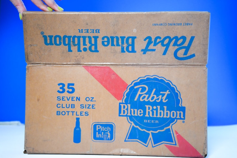 Vintage 1970’s Pabst Blue Ribbon Beer PBR Carton Case Box, 35 Seven Oz ...