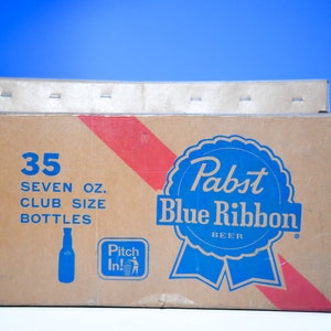 Vintage 1970’s Pabst Blue Ribbon Beer PBR Carton Case Box, 35 Seven Oz ...