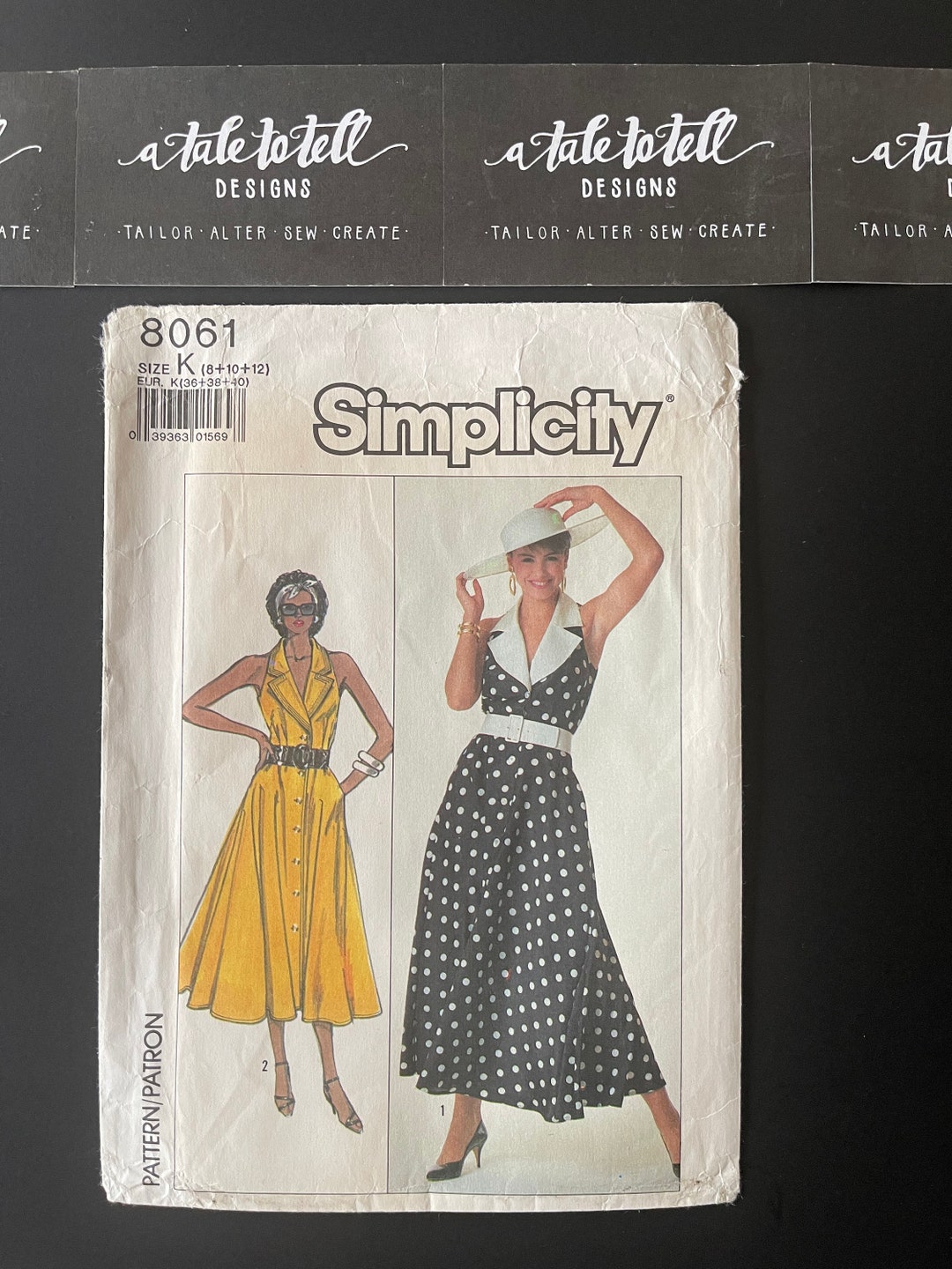 Vintage Simplicity Sewing Pattern 8061 80s Dress Sleeveless Collar ...