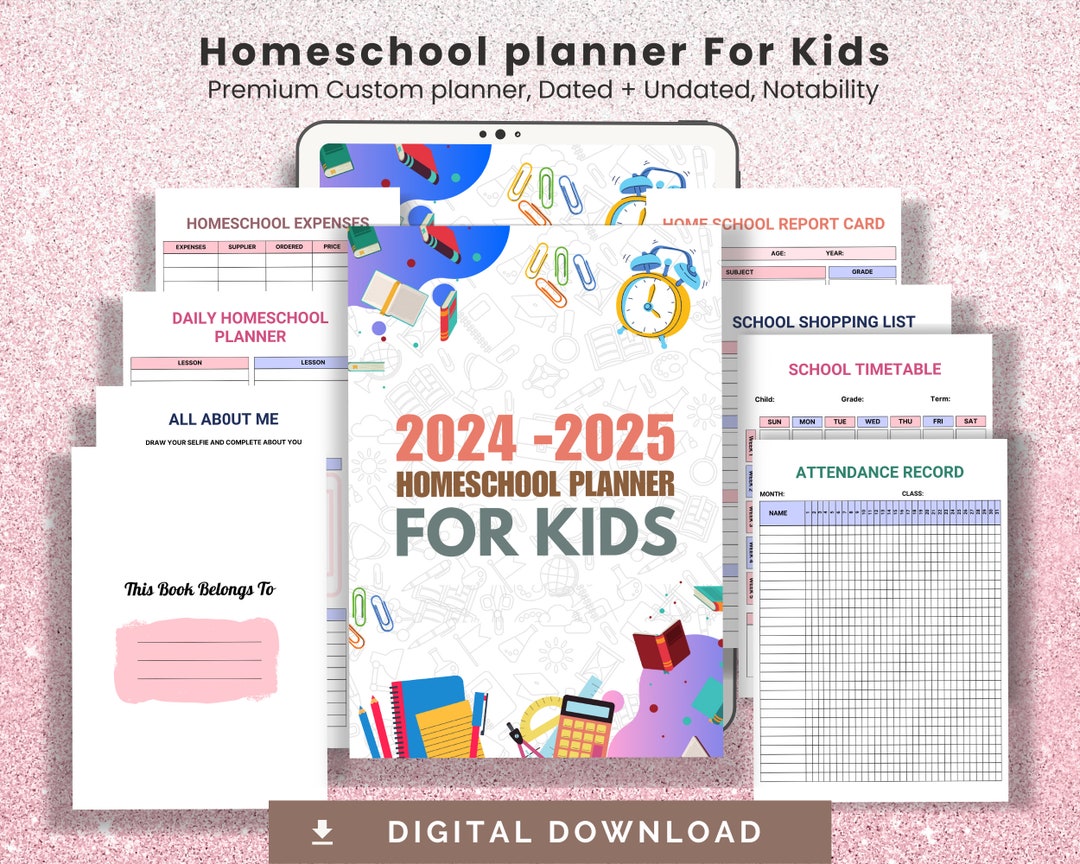 Homeschool Planner for Kids, Student Agenda, Academic Organizer, Kids ...