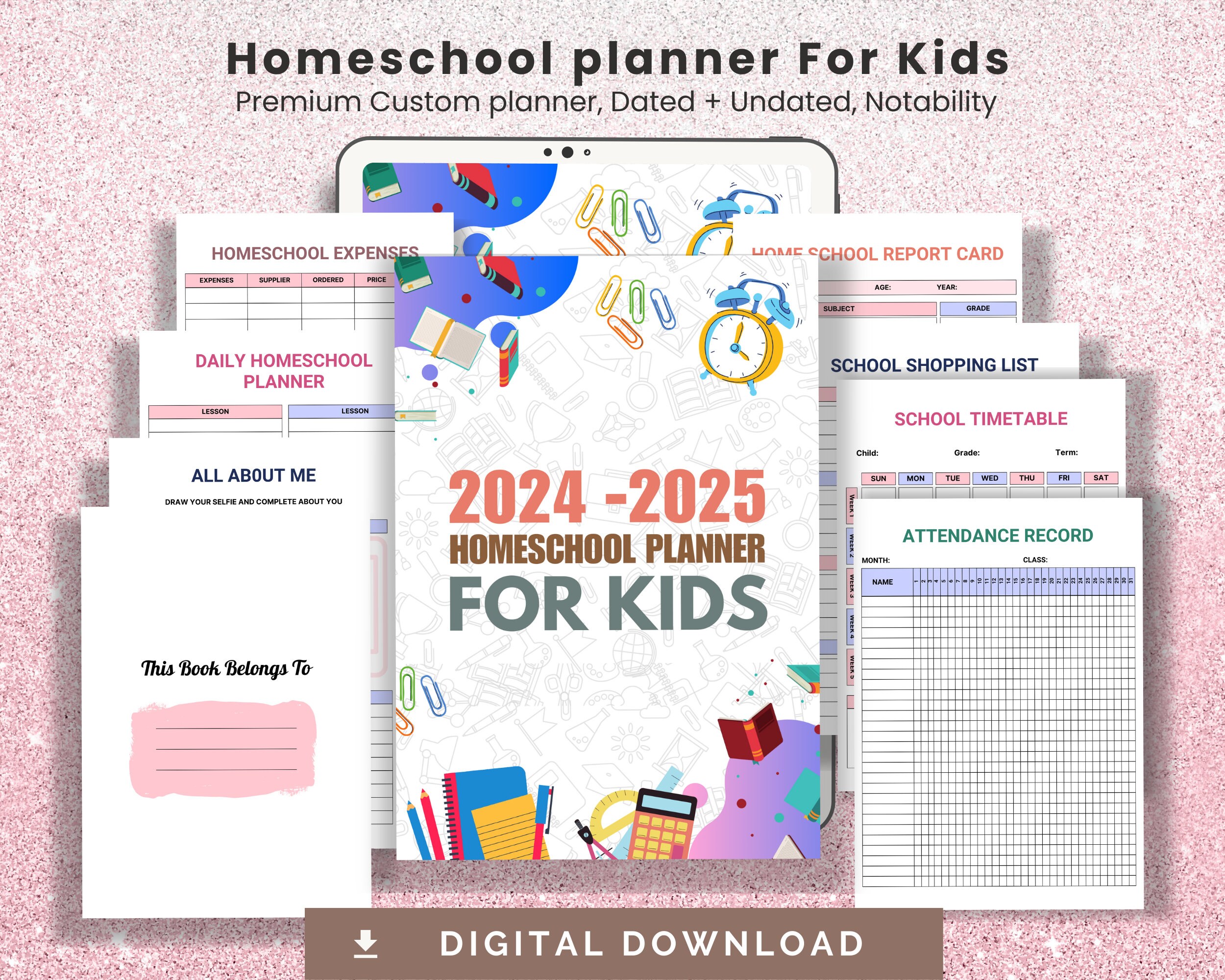 Homeschool Planner for Kids, Student Agenda, Academic Organizer, Kids ...
