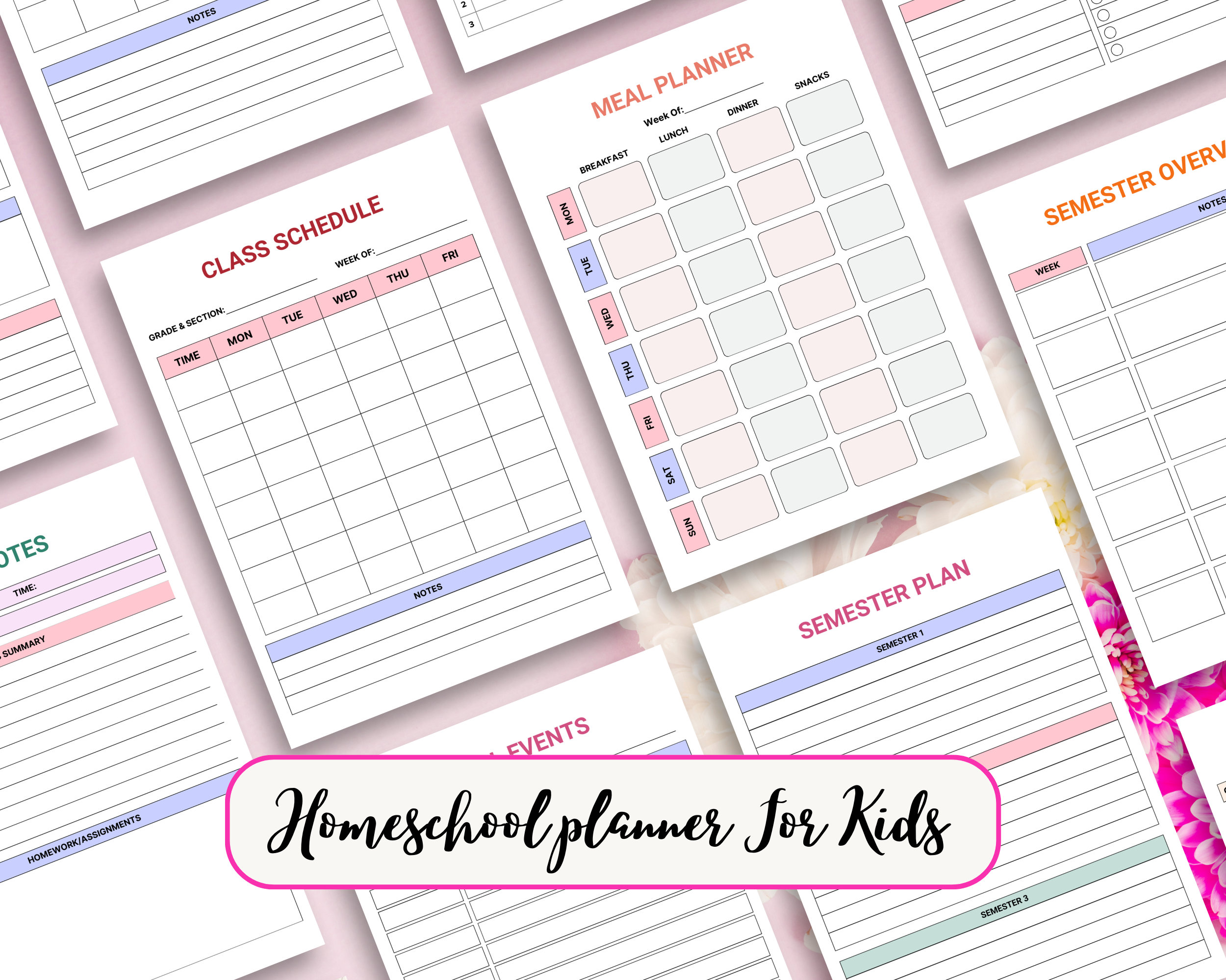 Homeschool Planner for Kids, Student Agenda, Academic Organizer, Kids ...
