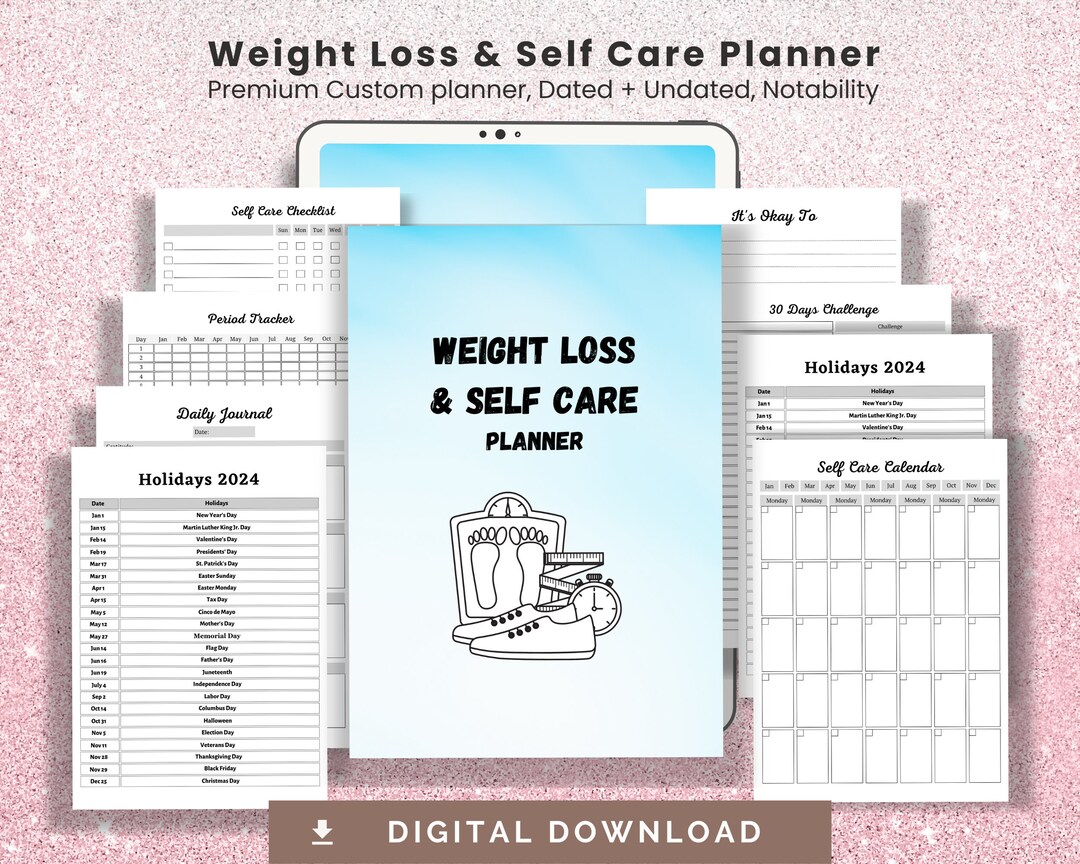 Weight Loss & Self Care Planner Journal, Wellness Tracker, Health ...