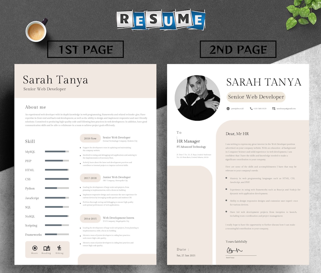 Web Developer Resume Template, Creative Canva Editable Diy Template ...